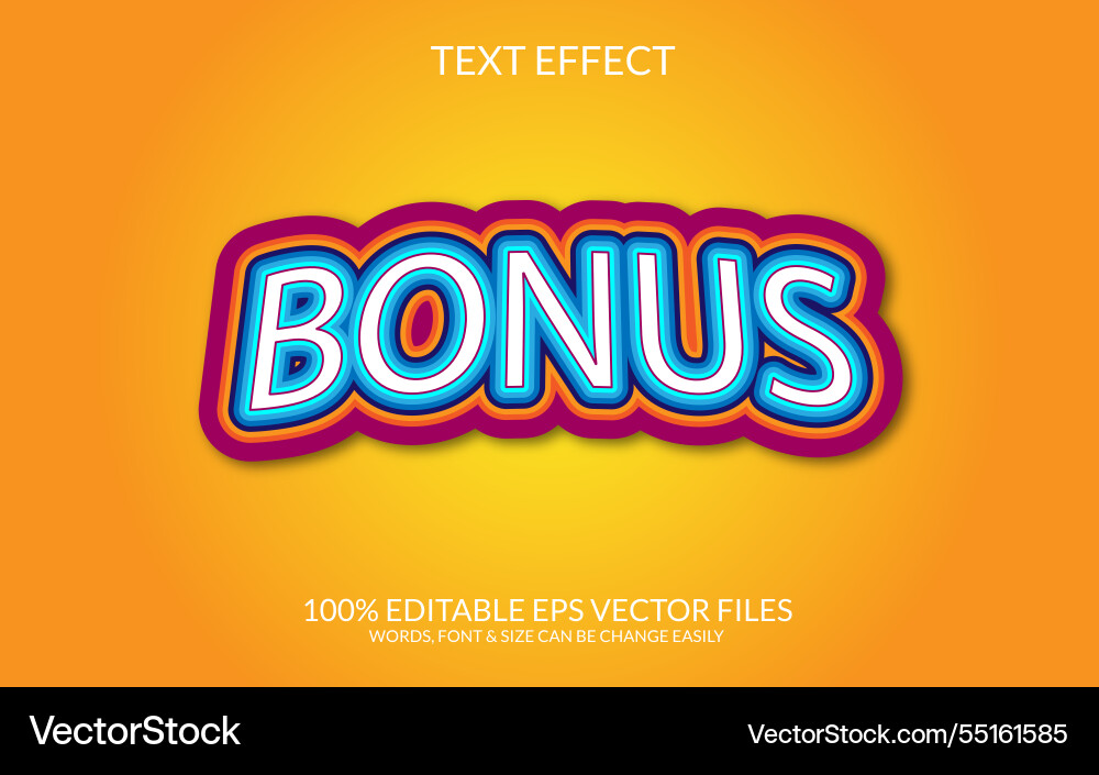 Bonus eps text effect Royalty Free Vector Image