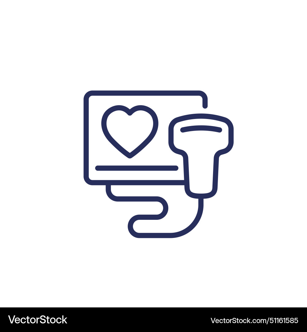 Cardiac ultrasound scanner line icon Royalty Free Vector