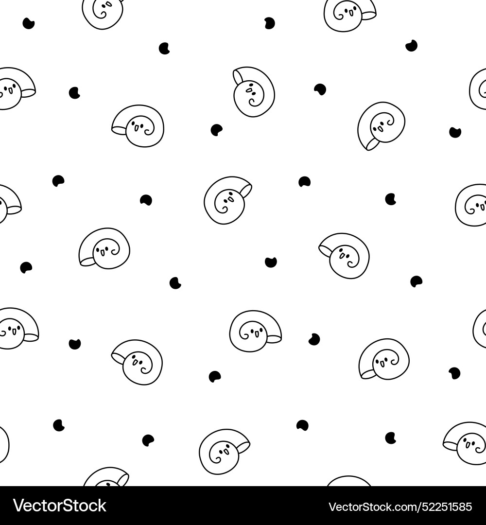 Cute kawaii sea shell coloring page Royalty Free Vector