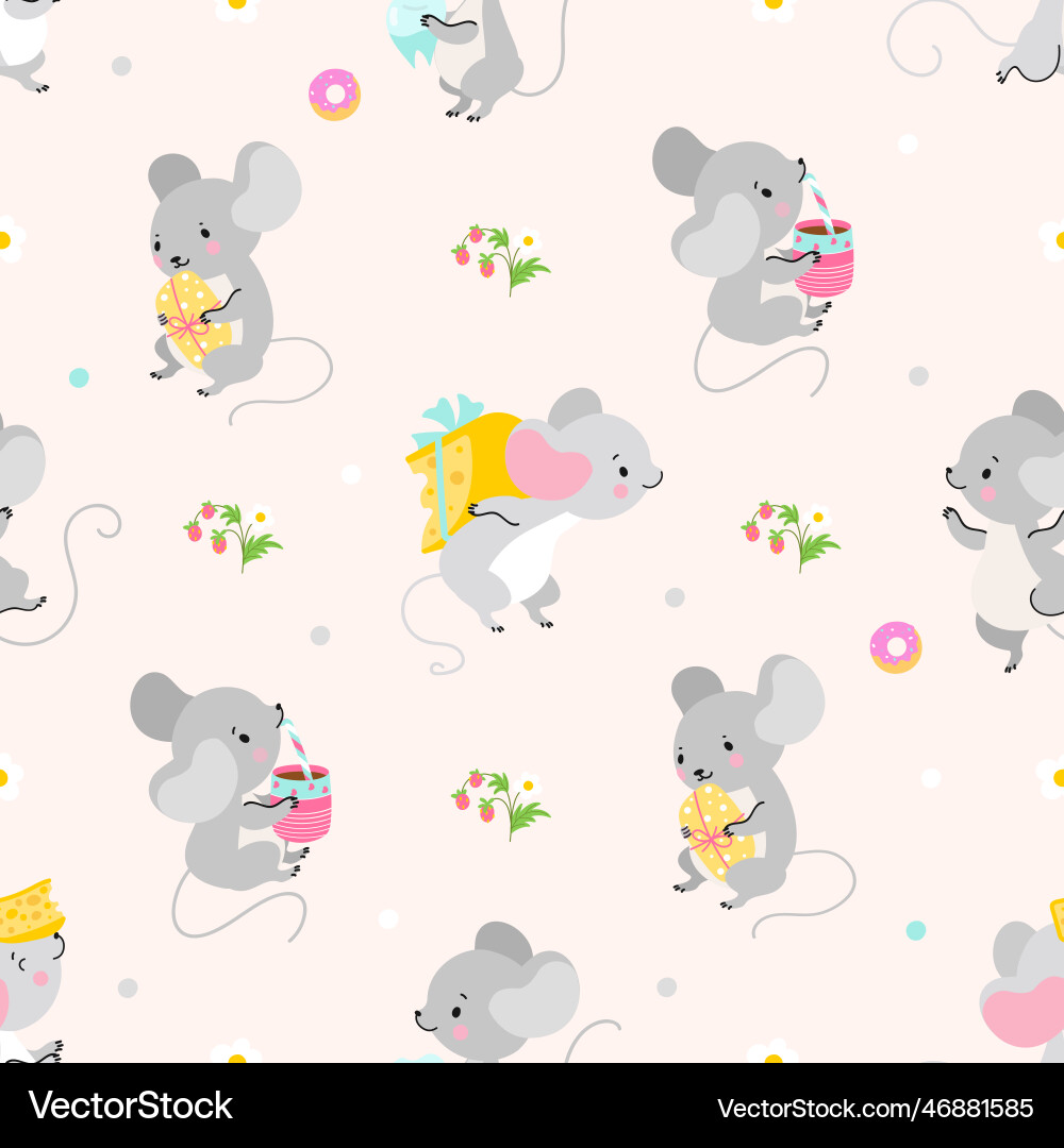 Cute mouse seamless pattern baby fabric print Vector Image