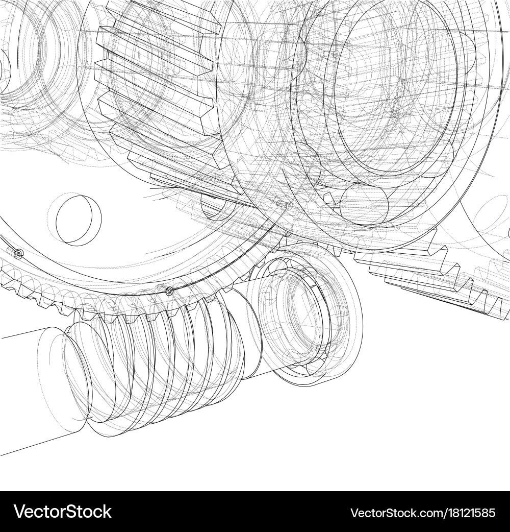 Gearbox sketch Royalty Free Vector Image - VectorStock