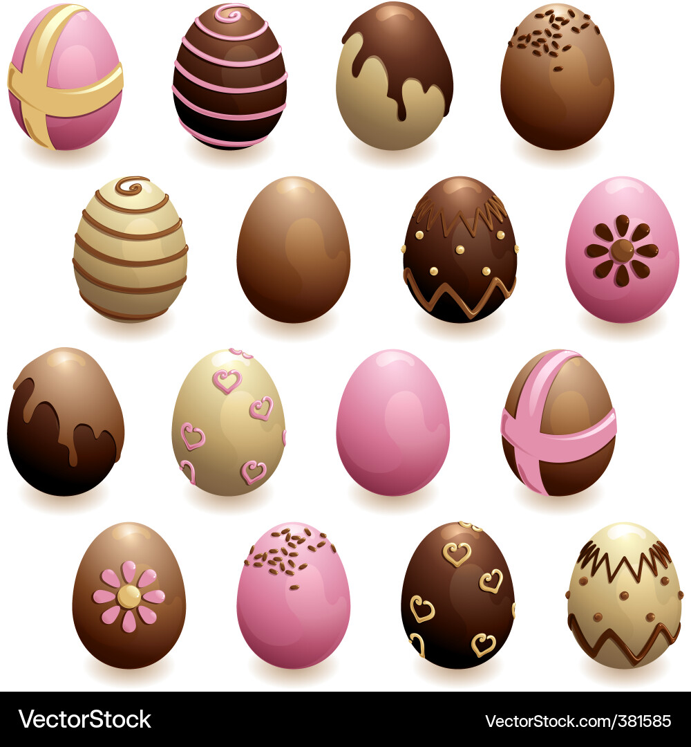 Glossy Chocolate Easter Eggs Royalty Free Vector Image