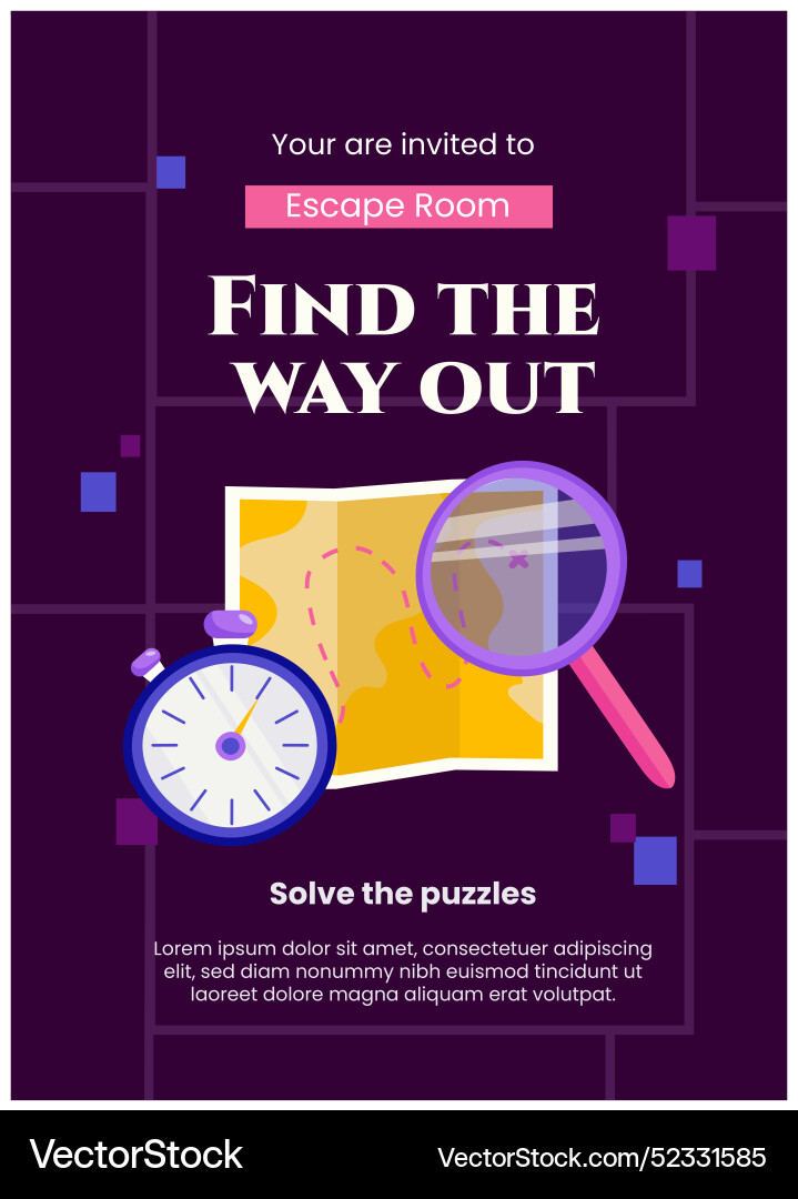 Hand drawn escape room invitation Royalty Free Vector Image