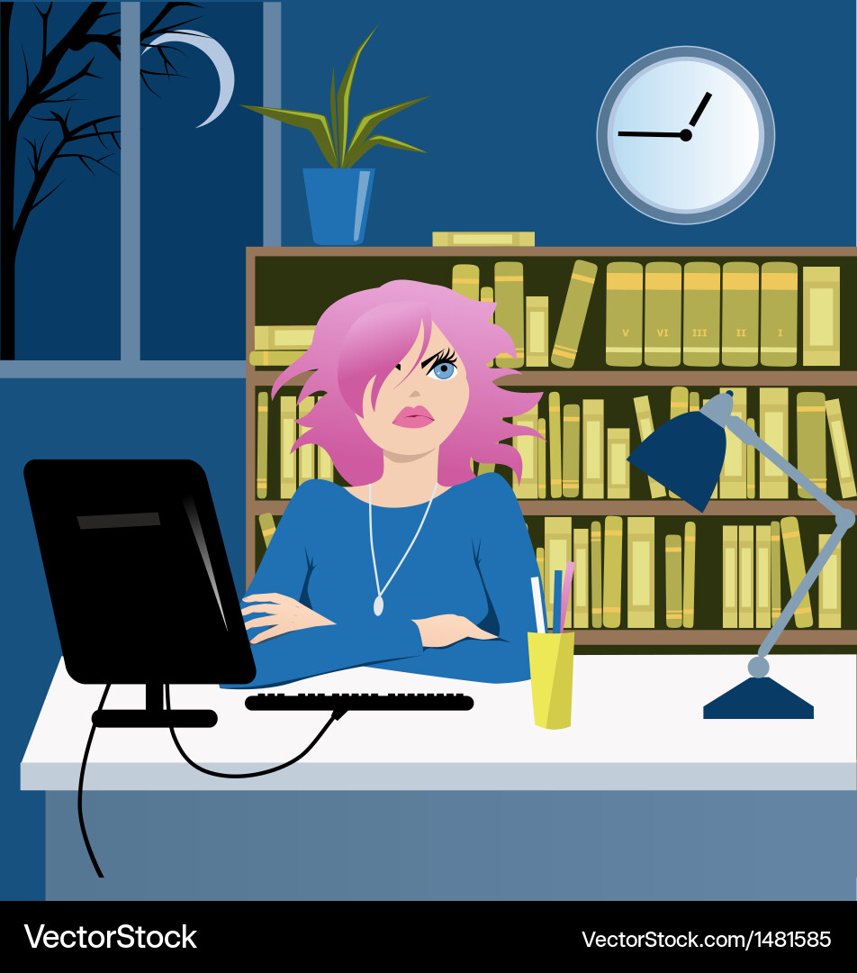 Long working hours Royalty Free Vector Image - VectorStock