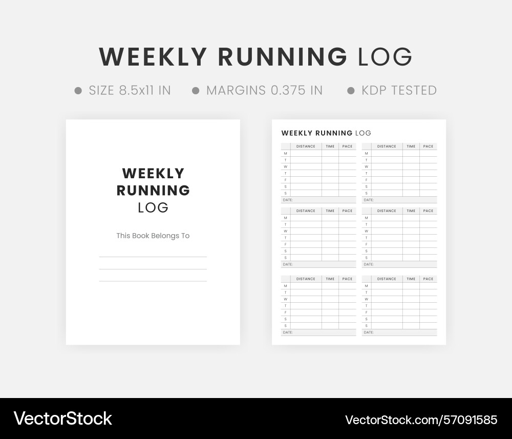 Running log printable template Royalty Free Vector Image