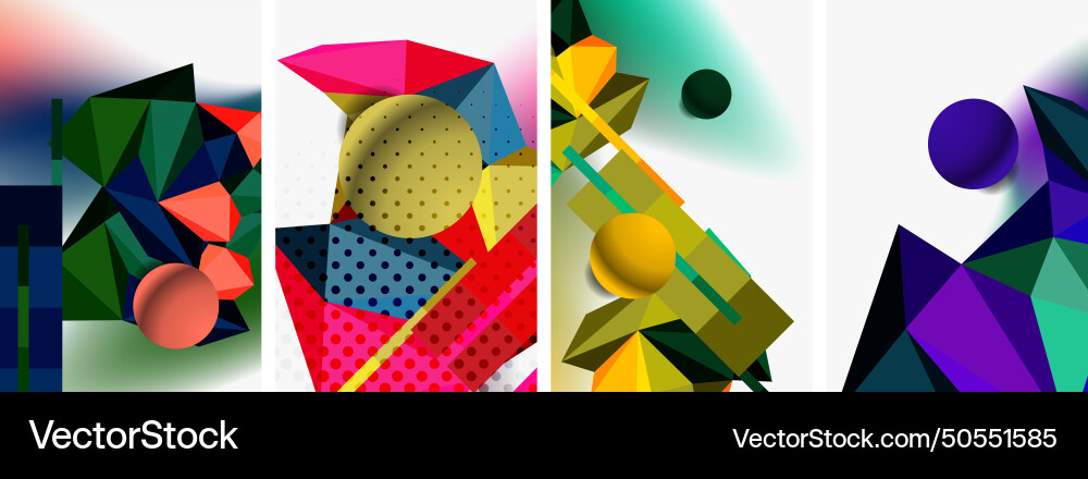 Set of geometric abstract composition with spheres