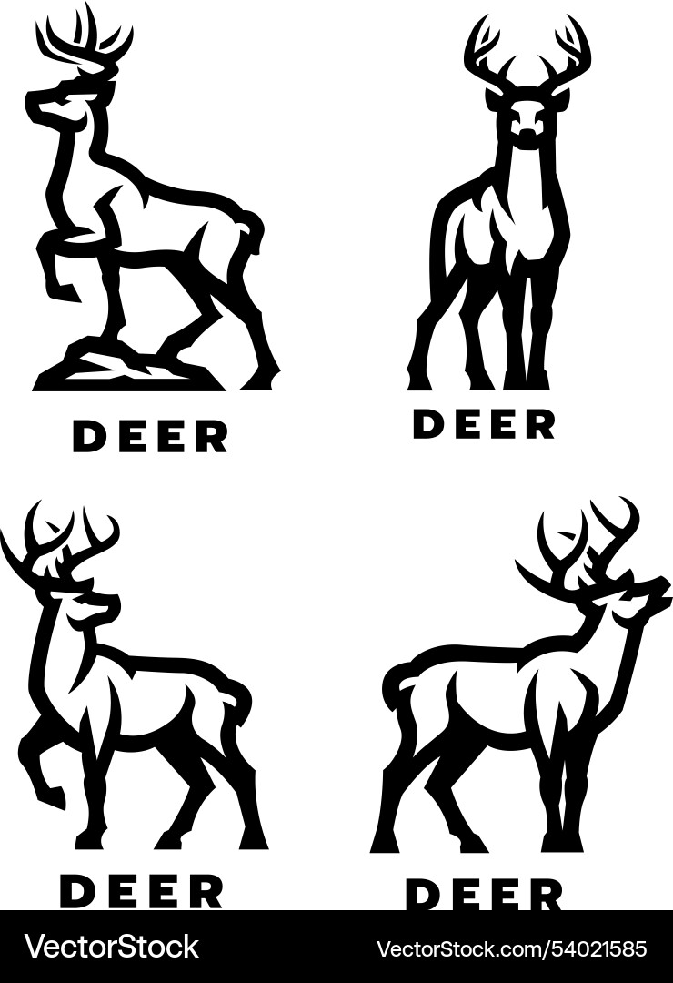 Set von Hirsch-Logos Lizenzfreies Vektorbild