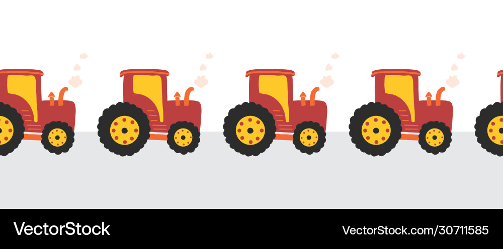 Tractors Kids Seamless Border Royalty Free Vector Image