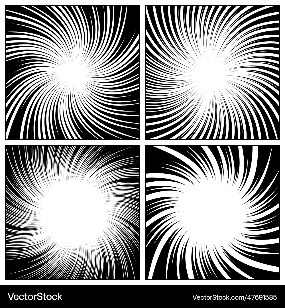 Twisted comic book radial rays lines comics Vector Image
