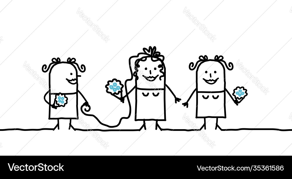 Cartoon happy bride Royalty Free Vector Image - VectorStock