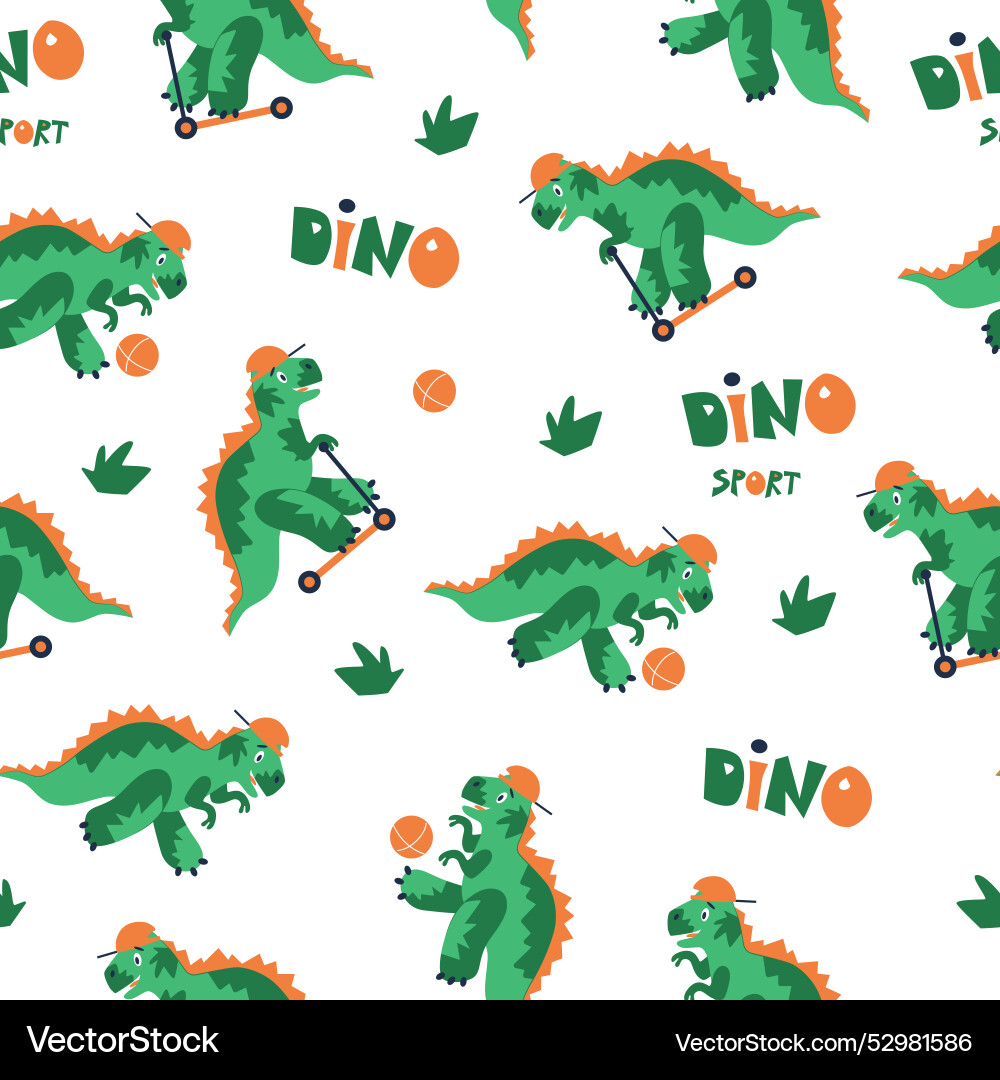 Dinosaurs seamless pattern Royalty Free Vector Image
