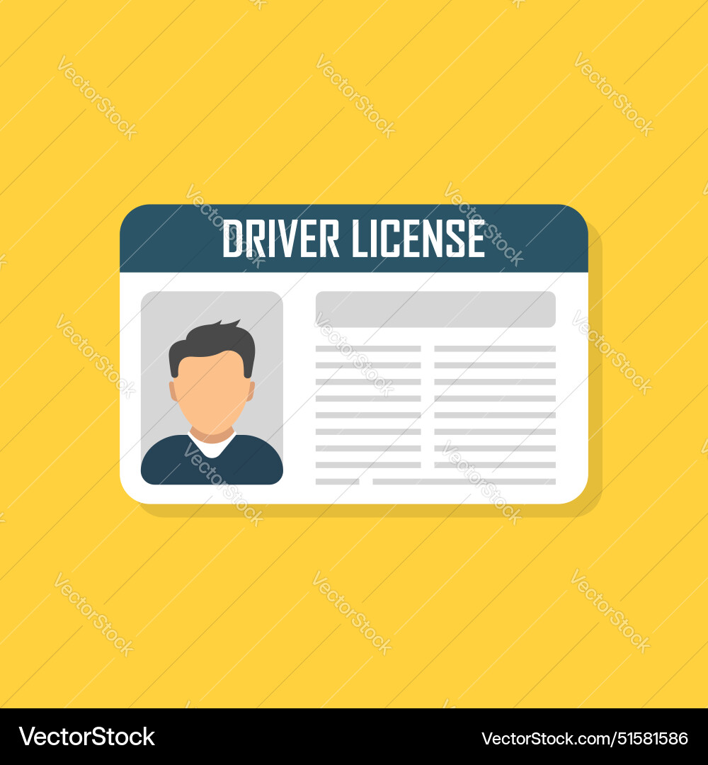 Driver license icon in flat style id card Vector Image