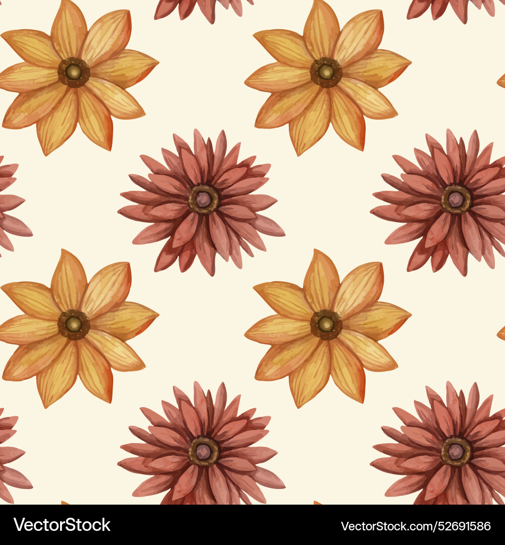 Fall flower aster and rudbeckia staggered Vector Image