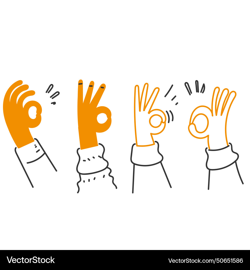 Hand drawn doodle ok sign gesture Royalty Free Vector Image