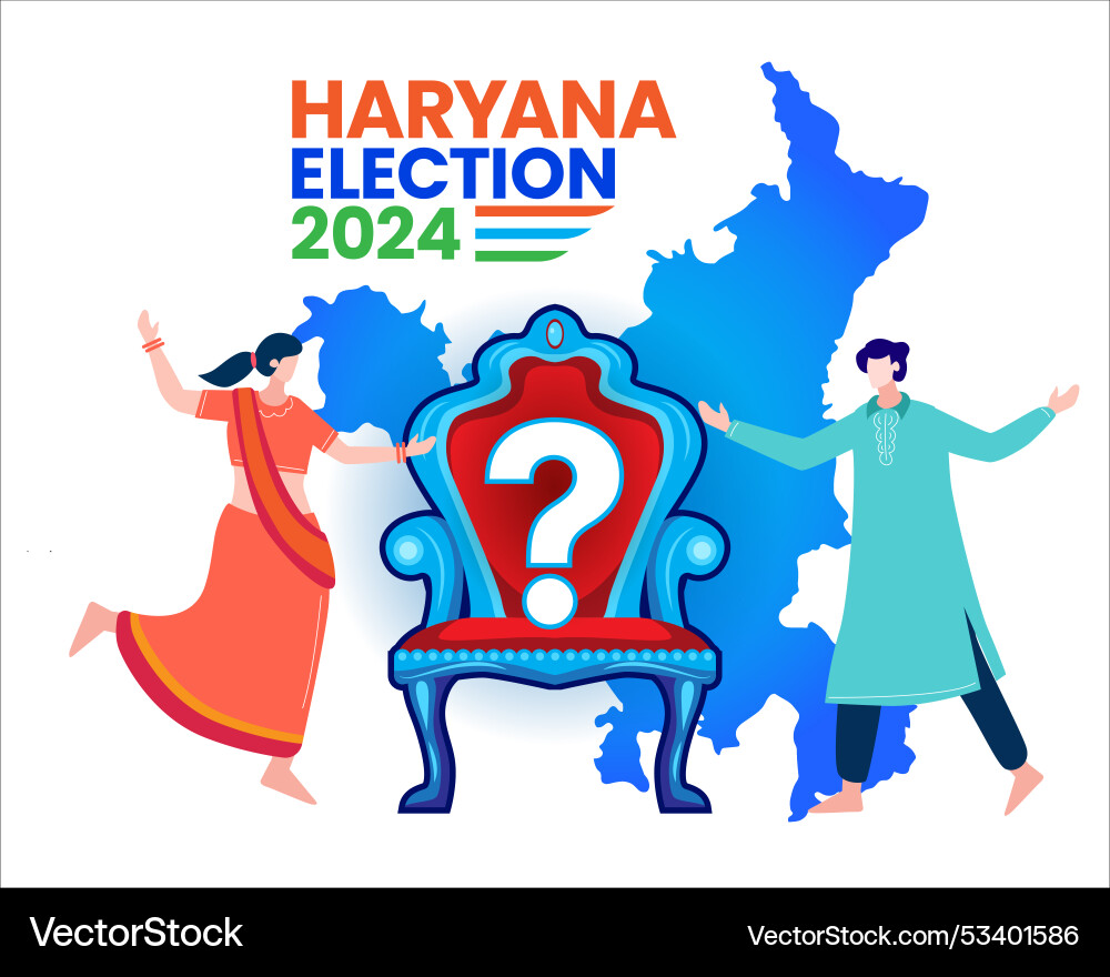 Haryana election 2024 poster with throne Vector Image