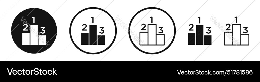 Leaderboard icon set black filled and outlined Vector Image