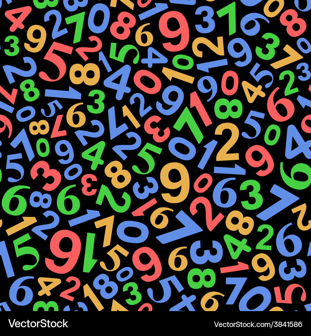 Seamless background with color numbers on white Vector Image