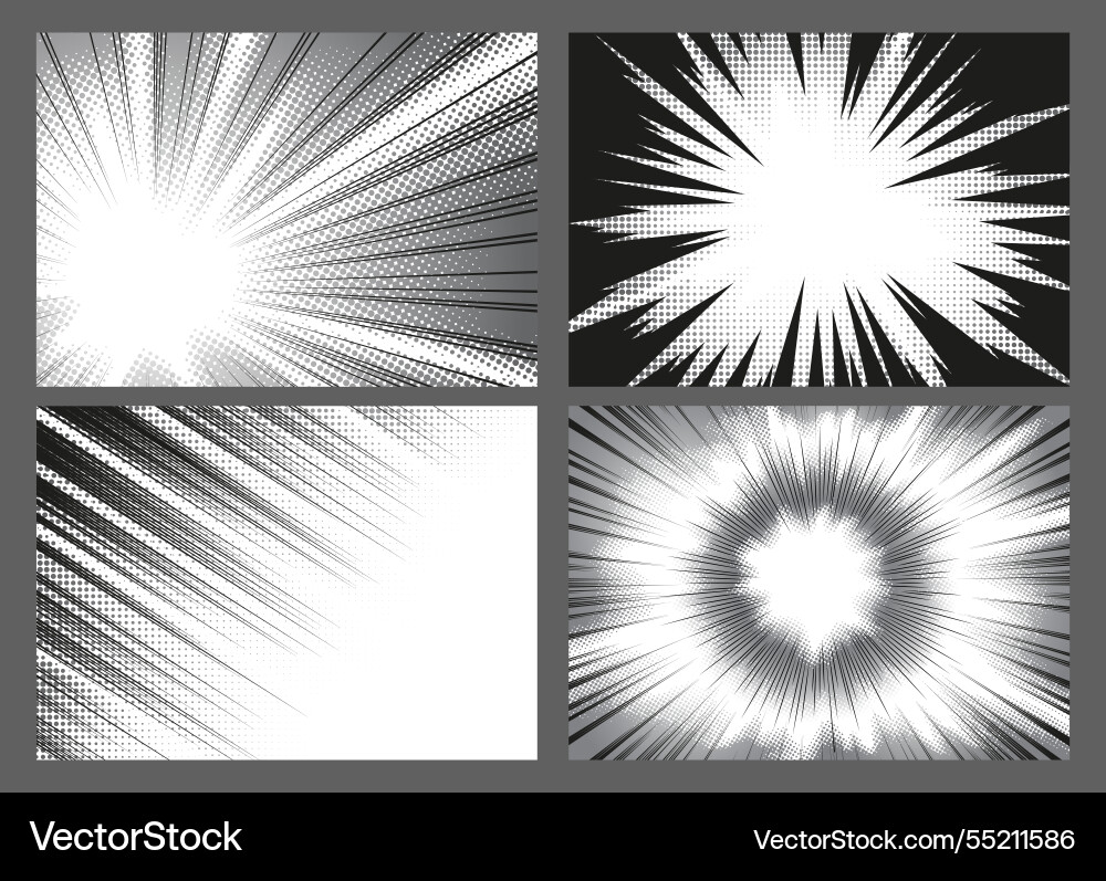 Set of featuring monochrome manga Royalty Free Vector Image