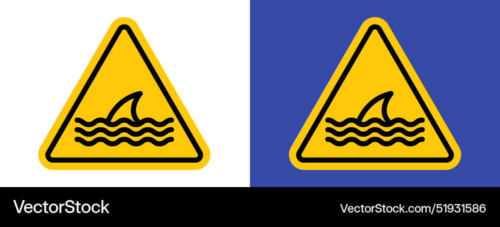 Shark danger warning sign indicating high risk Vector Image