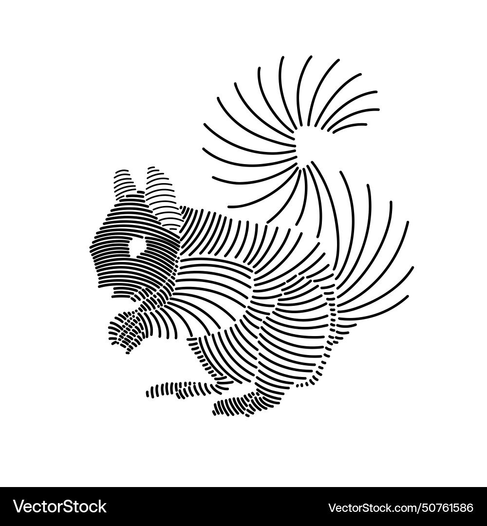 Simple line art of a squirrel 3 Royalty Free Vector Image