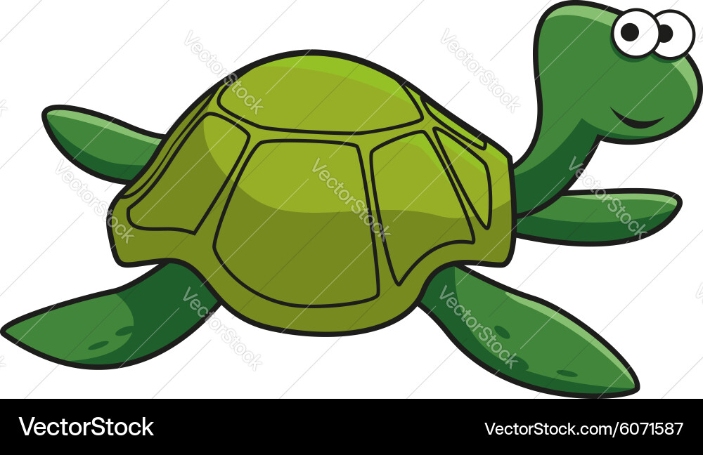 Cartoon smiling green turtle character Royalty Free Vector
