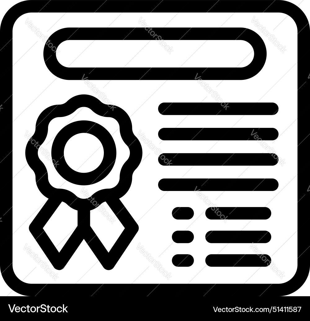 Certificate icon with award ribbon Royalty Free Vector Image