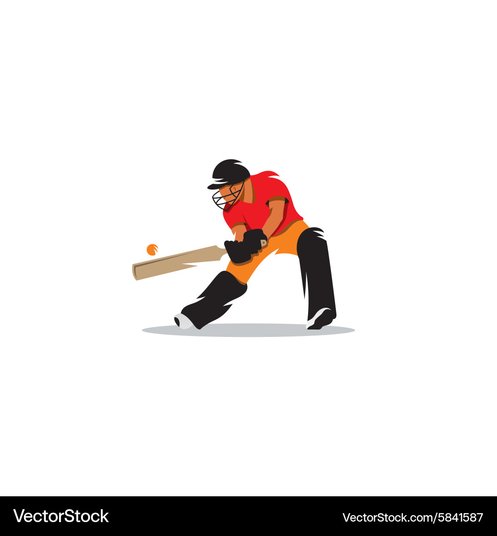 Cricket player hit the ball sign Royalty Free Vector Image