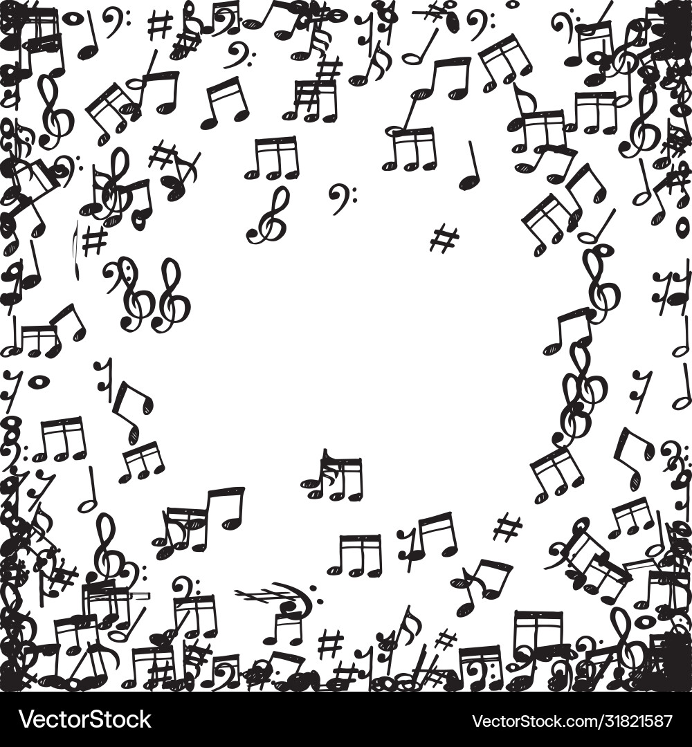 Doodle music notes pattern background abstract Vector Image
