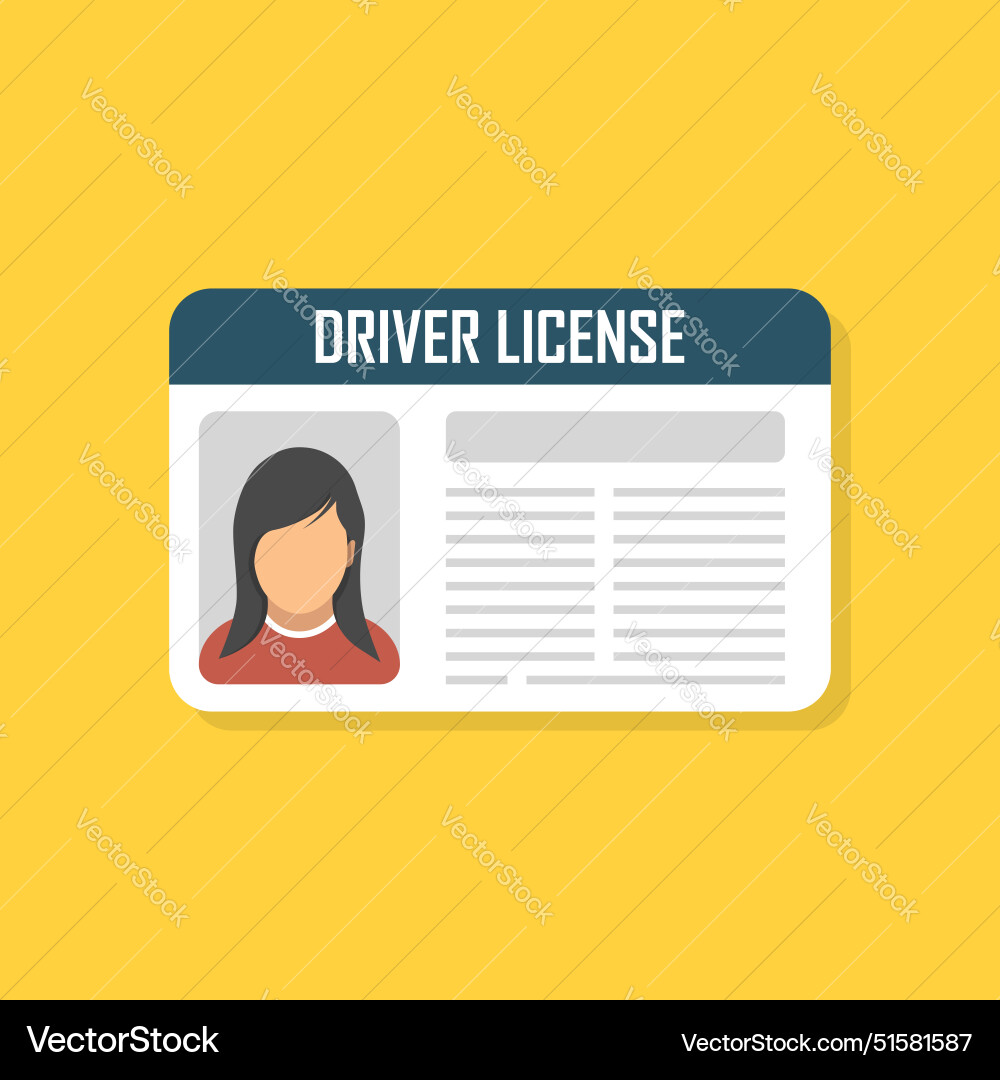 Driver license icon in flat style id card Vector Image