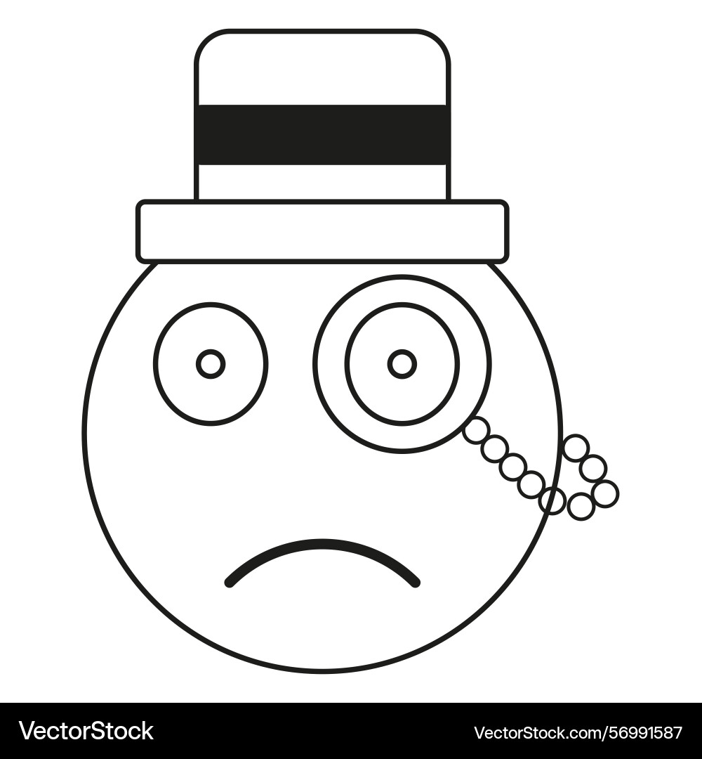 Monocle face icon sad emoji expression retro Vector Image
