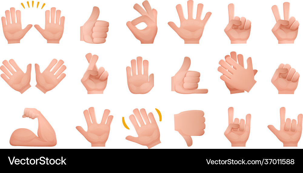 Big set gestures human hands signals Royalty Free Vector