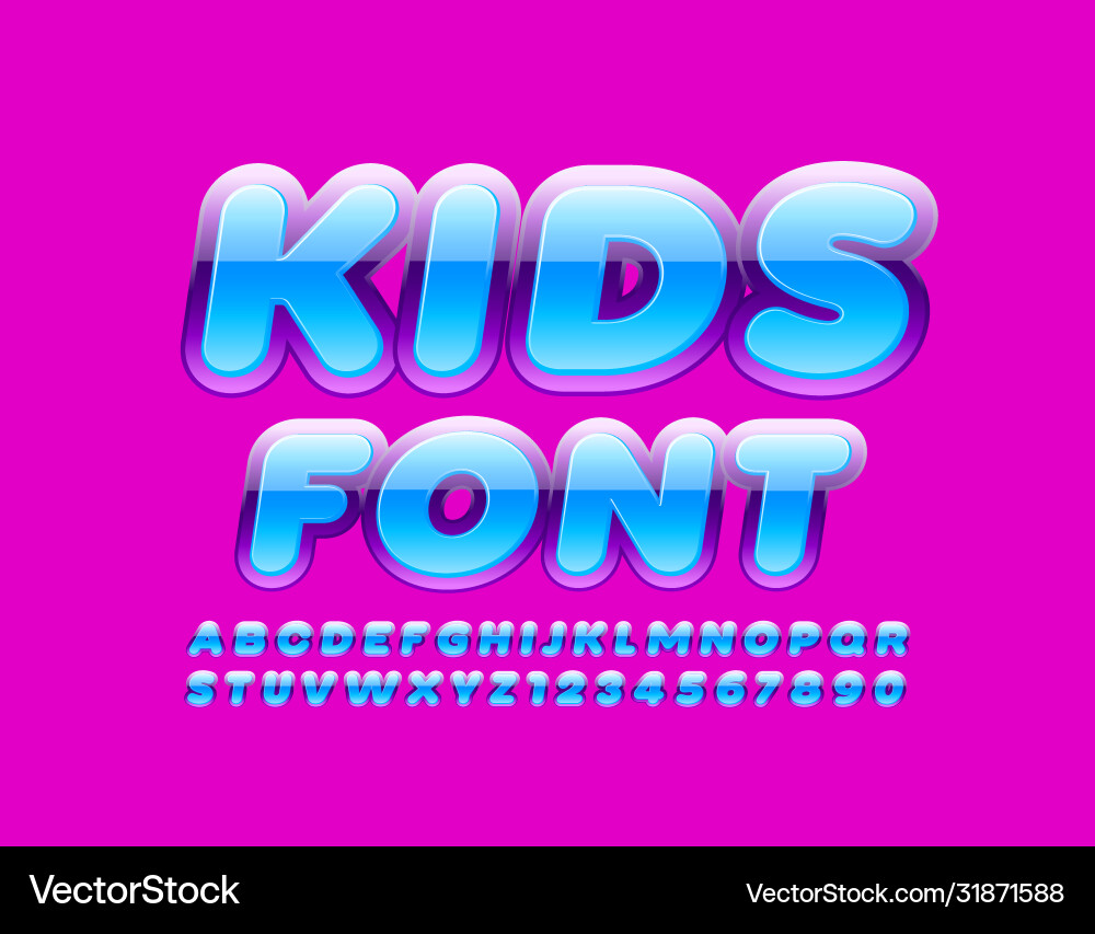 Bright glossy kids font with modern Royalty Free Vector