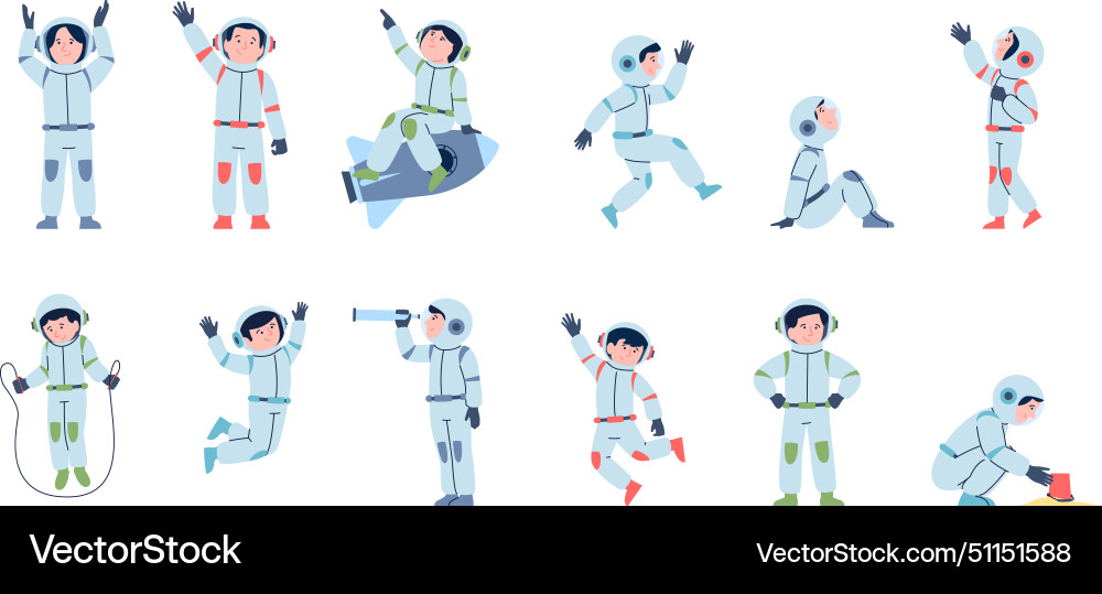 Children astronauts kids wear spacesuits Vector Image
