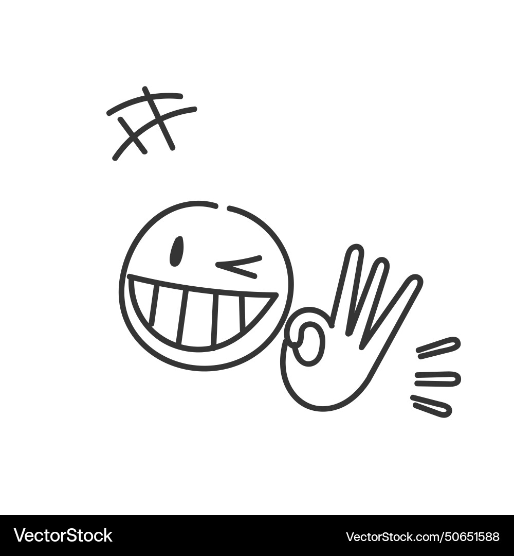 Hand drawn doodle ok sign gesture Royalty Free Vector Image