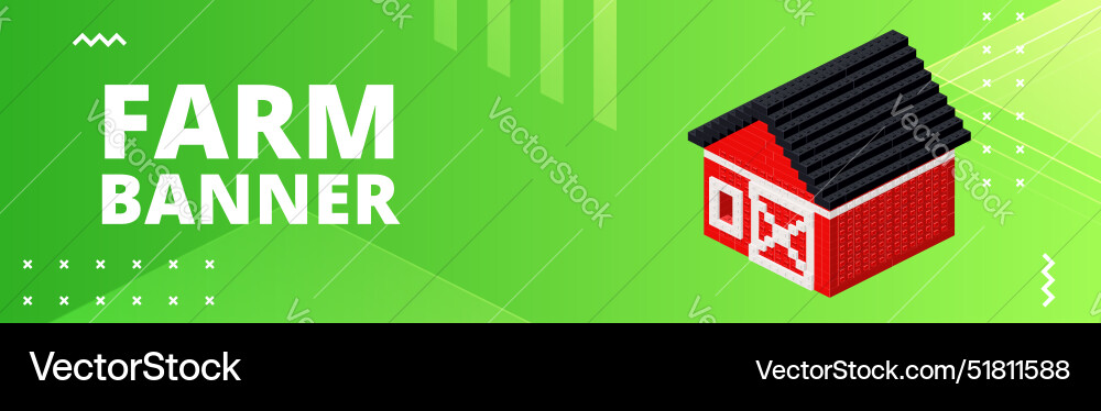Horizontal banner with red barn Royalty Free Vector Image