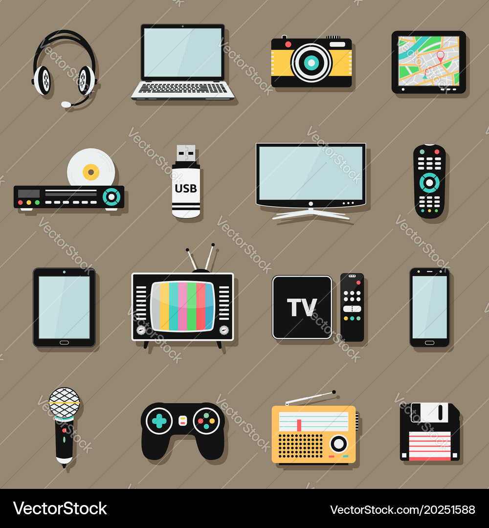 Technology and multimedia digital devices icons Vector Image