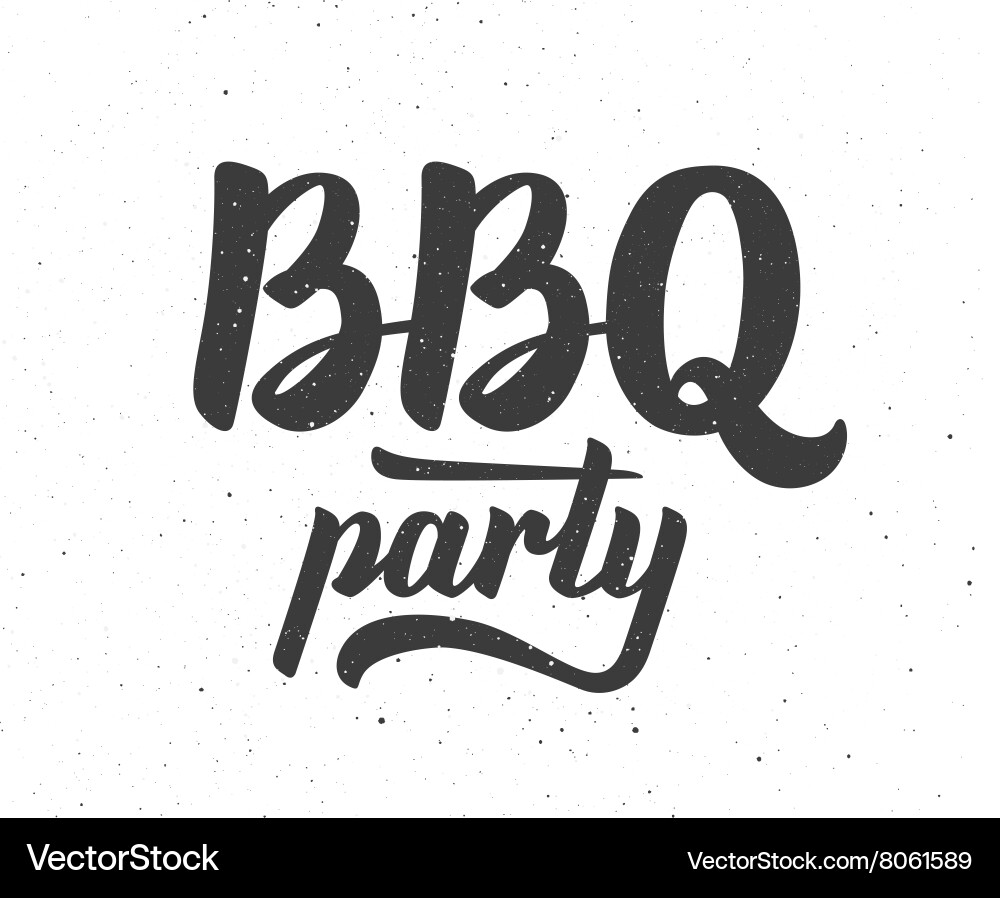 Bbq party logo barbecue text lettering label Vector Image