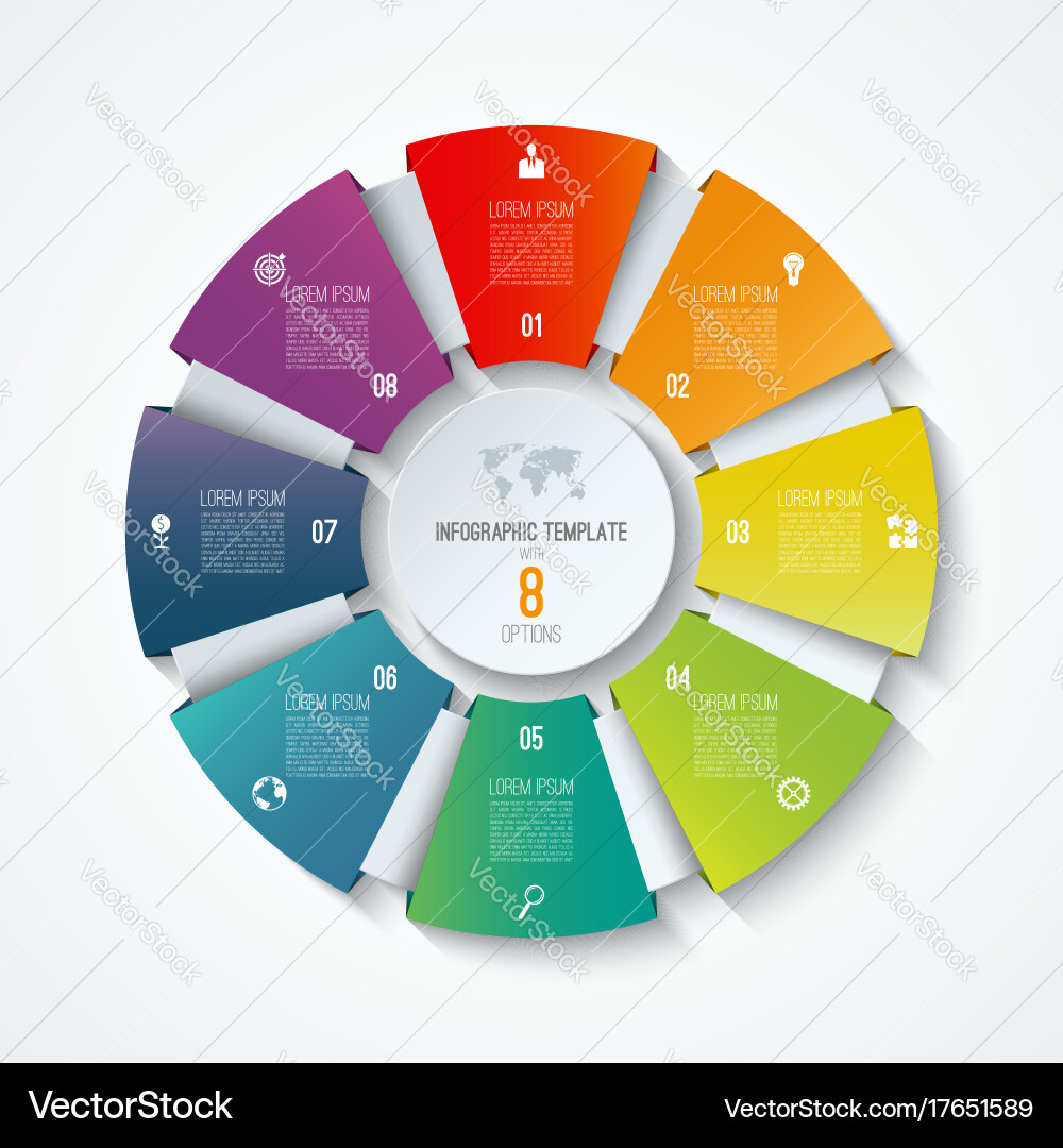 Circle infographic template with 8 options Vector Image