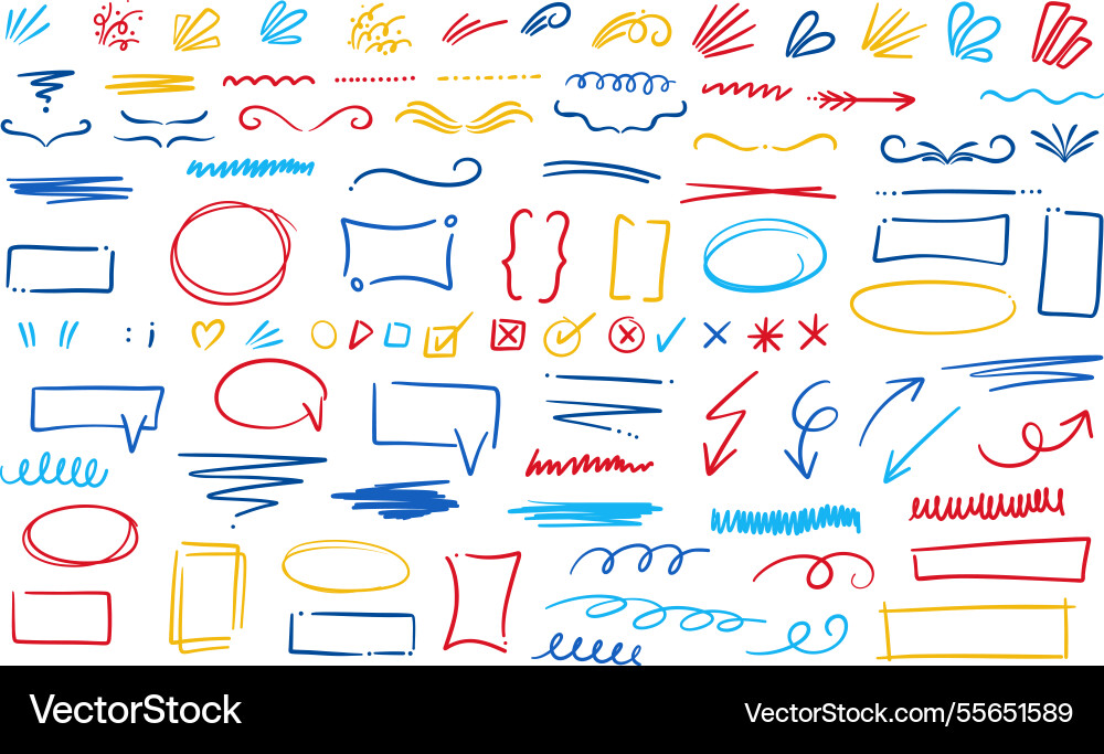 Colorful doodle highlight cartoon elements Vector Image