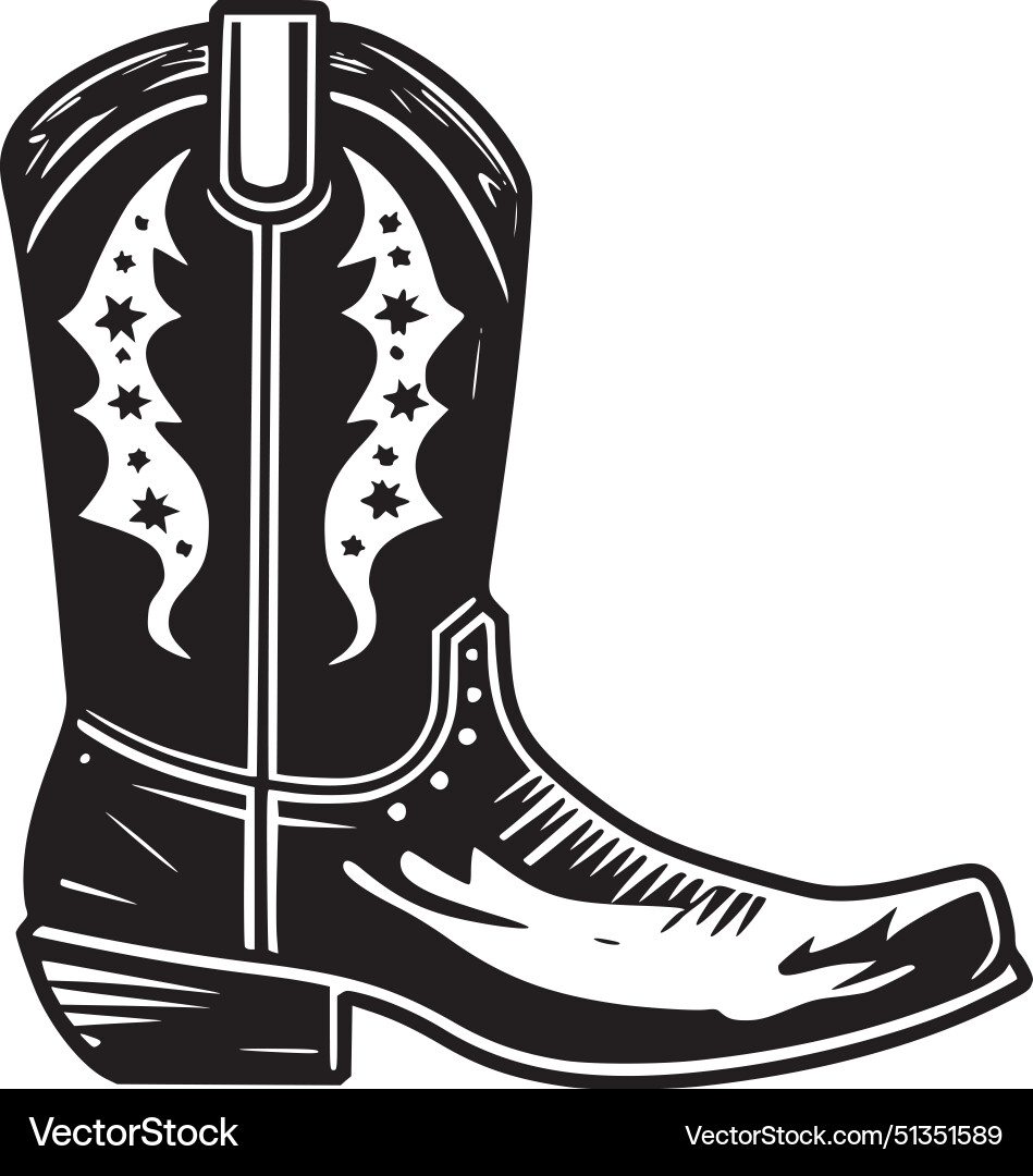Cowboy boot - black and white isolated icon Vector Image
