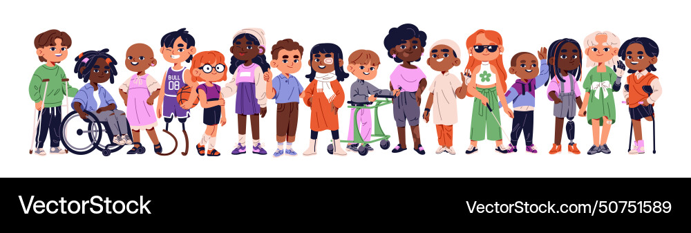 Diverse inclusive children banner cute disabled Vector Image