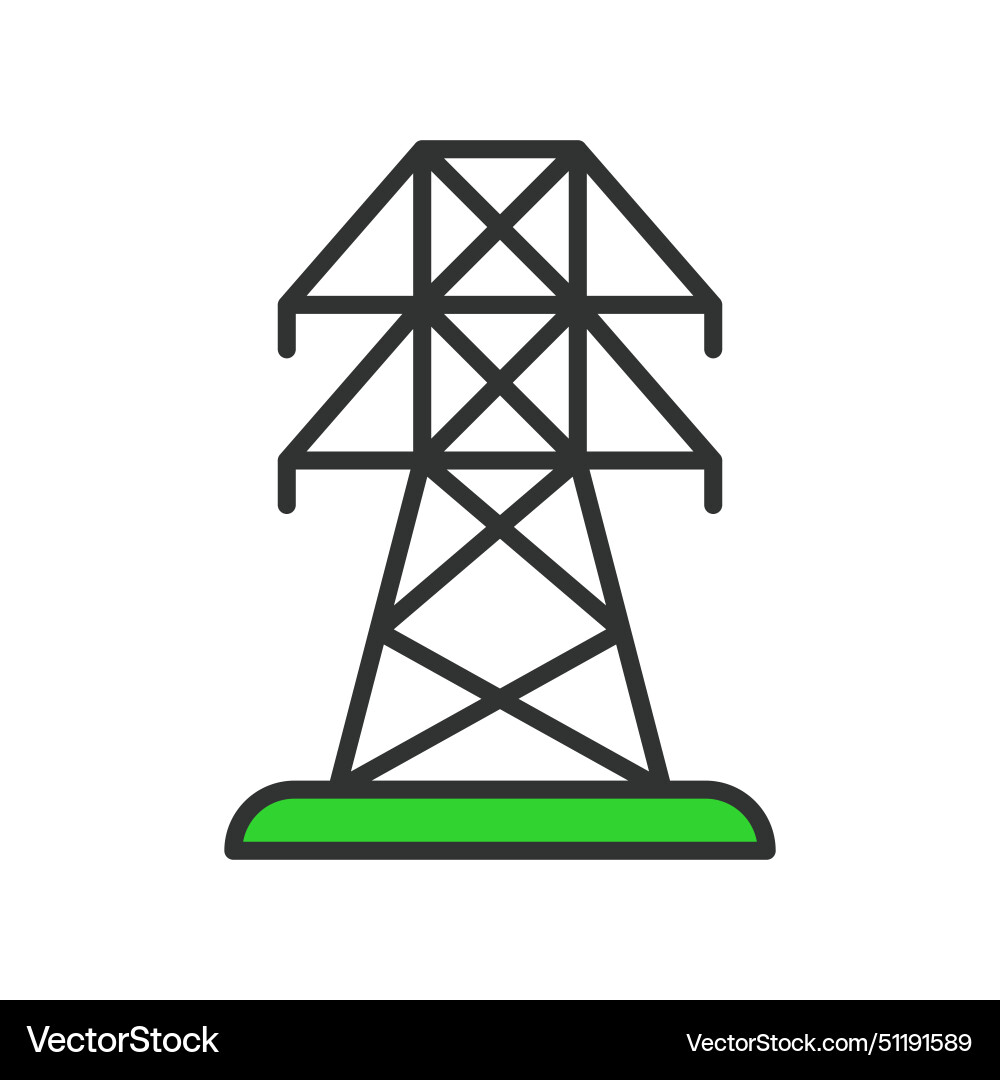 Electric tower in line design green Royalty Free Vector