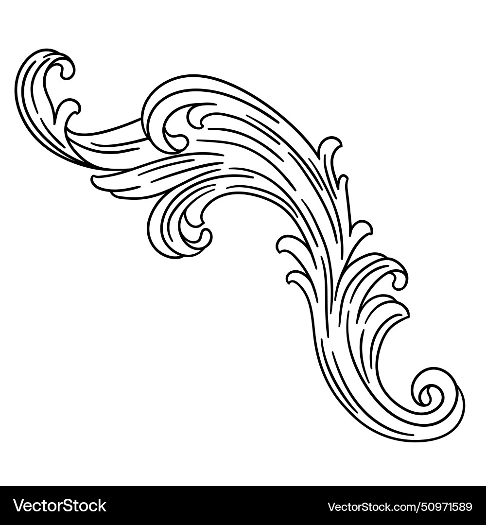 Floral element in baroque style decorative Vector Image