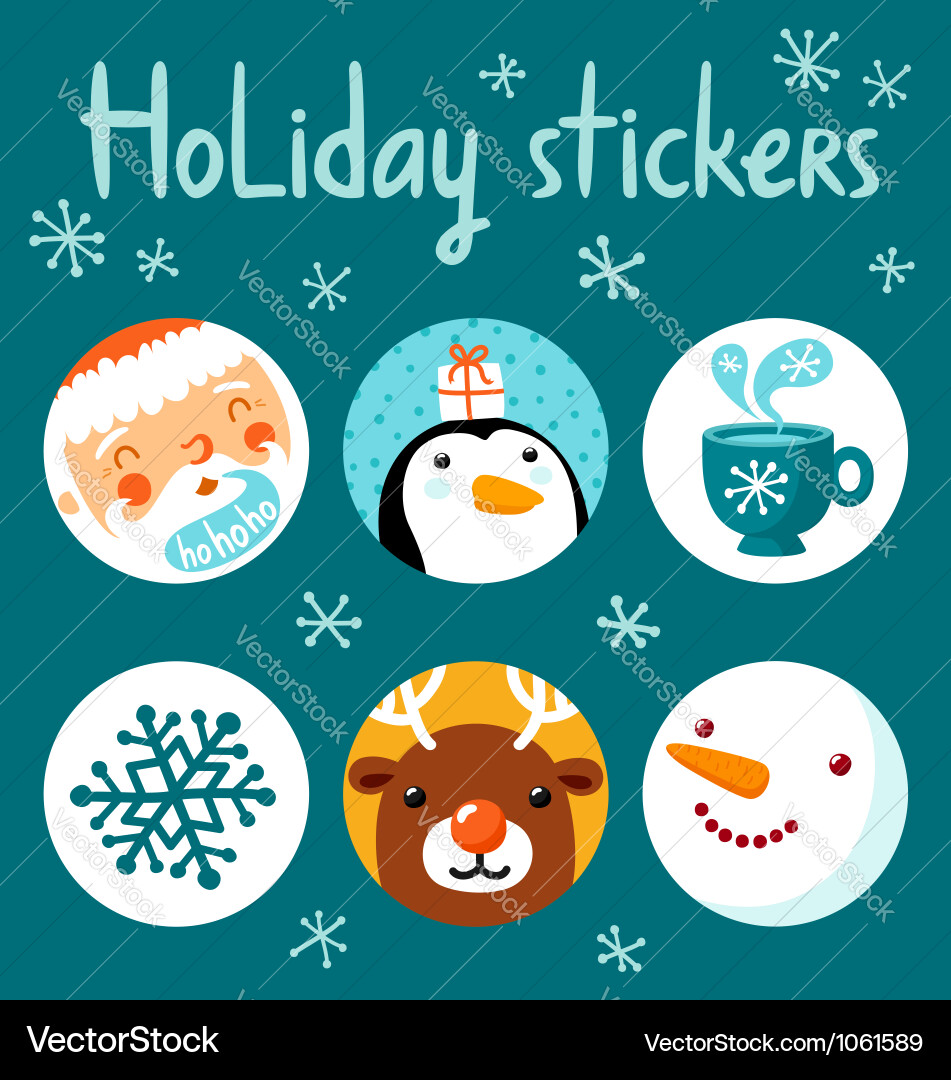 Holiday stickers Royalty Free Vector Image - VectorStock