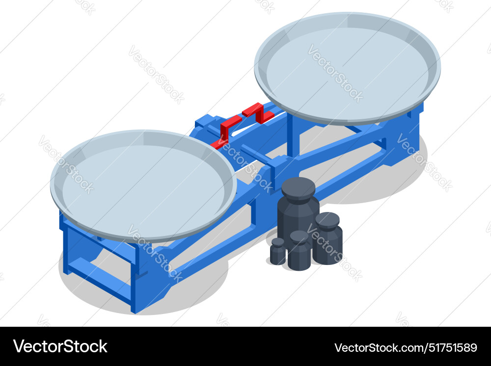 Isometric balance scale balance scale with double Vector Image