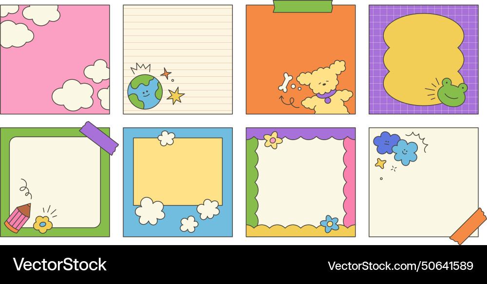 Kid cute notebook sheets with childish elements Vector Image