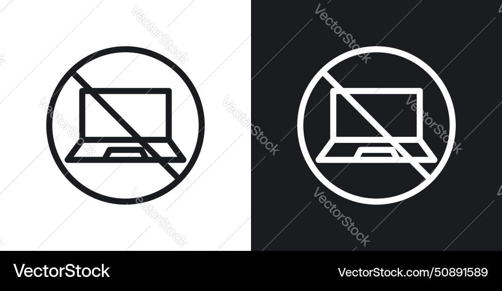 No laptop sign forbidden pc symbol Royalty Free Vector Image