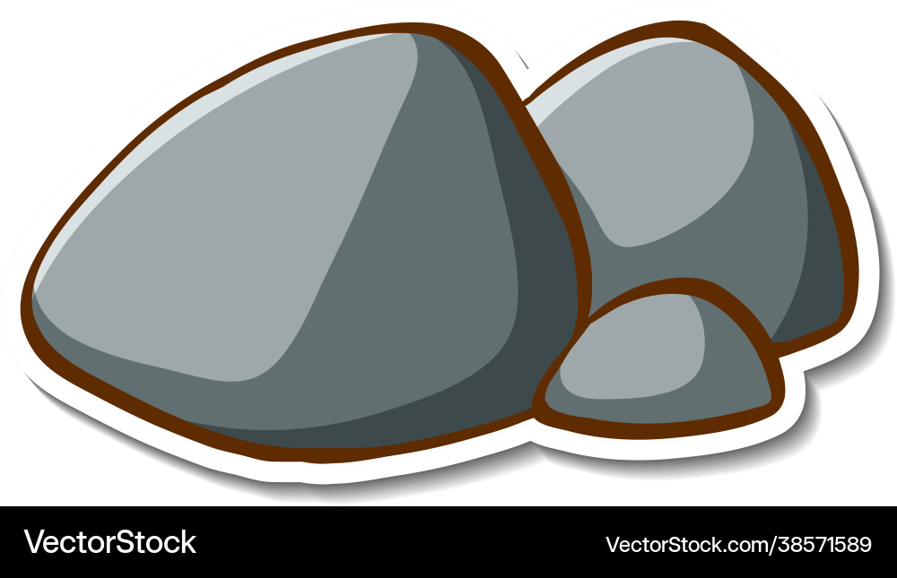 Rock stone sticker on white background Royalty Free Vector