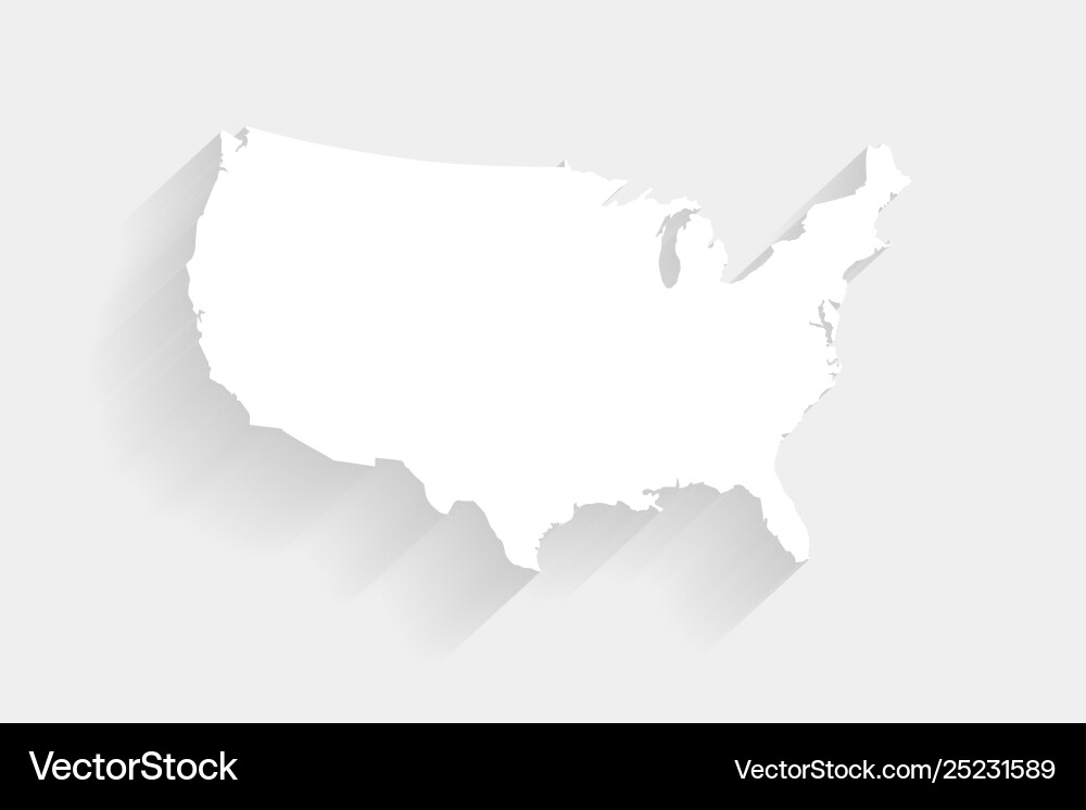 Simple white united states map on gray background Vector Image
