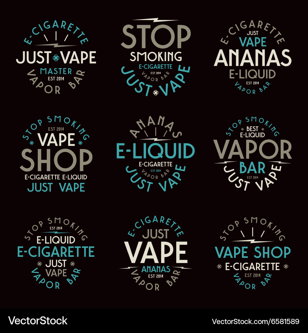 Vape shop typographic labels Royalty Free Vector Image